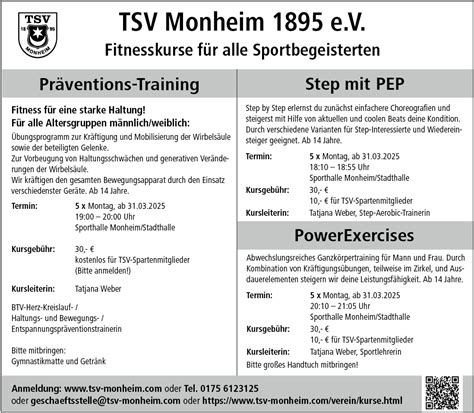 Tsv Monheim Neues Kurs Angebot