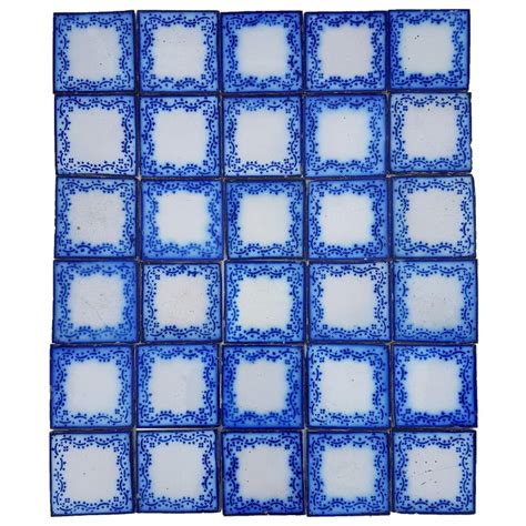 Set Of 35 Antique Ceramic Tiles By Pas De Calais Desvres France Circa