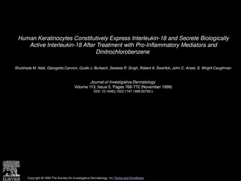 Human Keratinocytes Constitutively Express Interleukin And Secrete Biologically Active