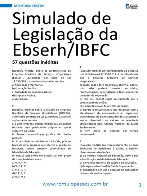 Simulado De Legislacao Da Ebserh Pdf