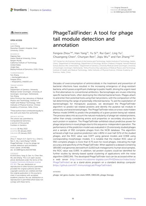 Pdf Phagetailfinder A Tool For Phage Tail Module Detection And Annotation