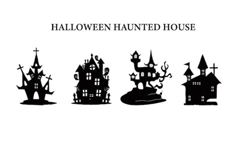 Premium Vector Halloween Silhouette Haunted House Collection Or Scary