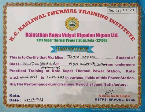 Jatin Verma On Linkedin Summerinternship2023 Thermalpowerplant