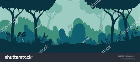 Forest Landscape Trees Grass Vector Illustration Stock Vector Royalty
