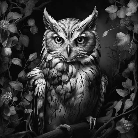 The Owl Elegant Fond Noir Et Blanc Images Haute Résolution Pour