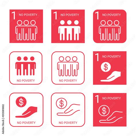 No Poverty Icon Set Linear And Flat Style Icons Stock Vector Adobe Stock