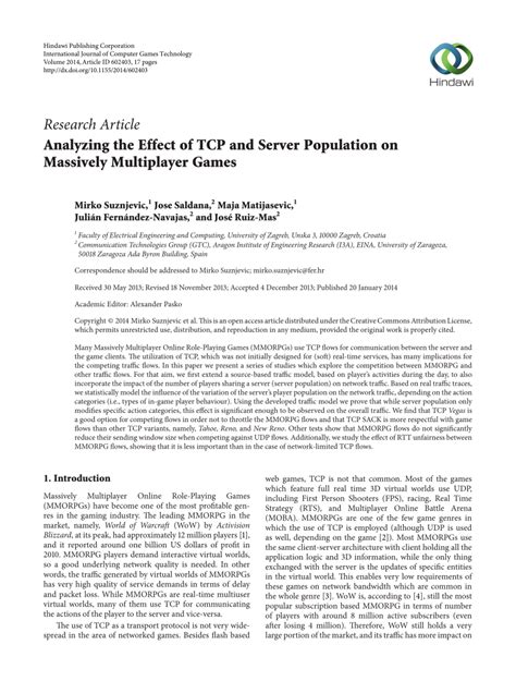 Pdf Analyzing The Effect Of Tcp And Server Population On Massively