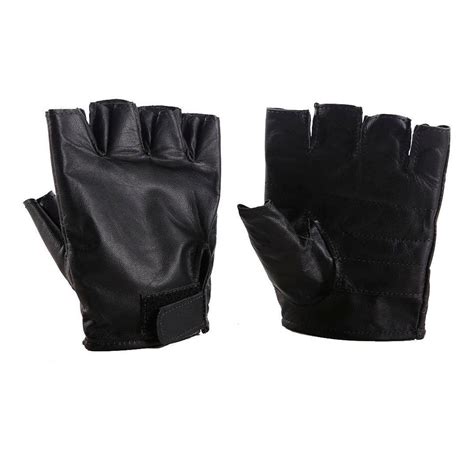 Luvas Meio Dedo De Couro Motociclismo Bike Tl05 Preta Preto