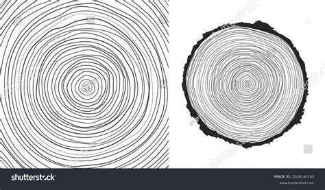Vector Illustration Hand Drawn Wavy Concentric Tree Stock Vector
