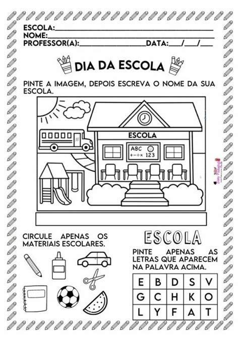 50ATIVIDADES DIA DA ESCOLApara Imprimir Grátis Dia da escola