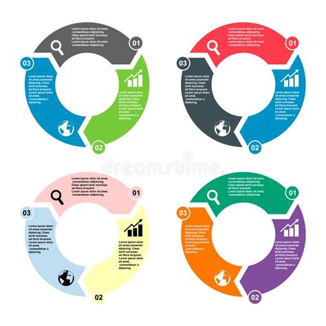 Set Of Chart Infographic Business Template Icon Pie Circle Diagram
