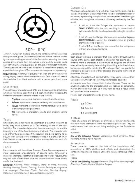 Scp Rpg D Class Pdf Nature