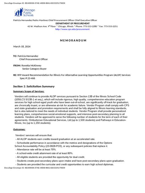 Signed 20240318 Alop Recommendation Memo Pdf Procurement