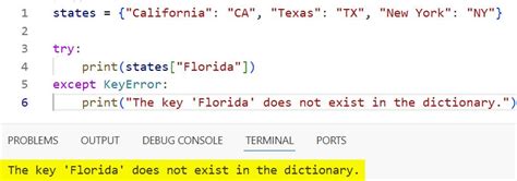 Handle Python Keyerror Exceptions