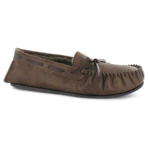 Ella Mens Ted Brown Fur Lined Memory Foam Slippers