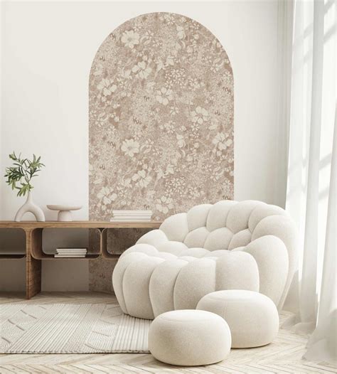 Peel And Stick Arch Wallpaper Decal Amelia Flower Beige Etsy