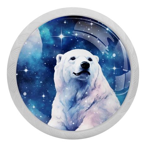 Polar Bear Round Glow In The Dark Door Knobs 4 Pack With Screws