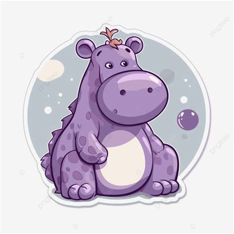 لطيف ملصقات فرس النهر الأرجواني على خلفية بيضاء قصاصات فنية المتجه تصميم الملصق مع فرس النهر