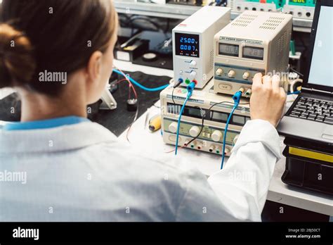 Engineer Woman In Electronics Lab Testing Emc Compliance Stock Photo Alamy