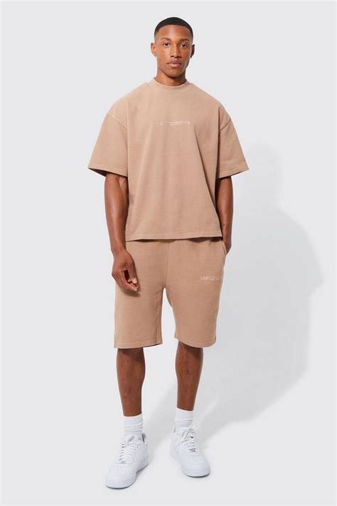 Oversized Boxy Pique T Shirt And Short Set Boohoo Uk
