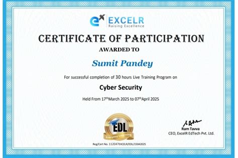 Coursecompletion Excelr Cybersecurity Dataanalysis