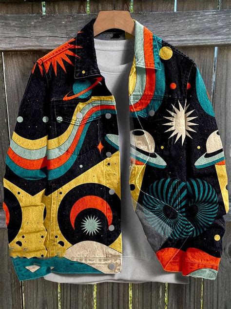 Vintage Ufo Print Casual Jacket Fashionsully
