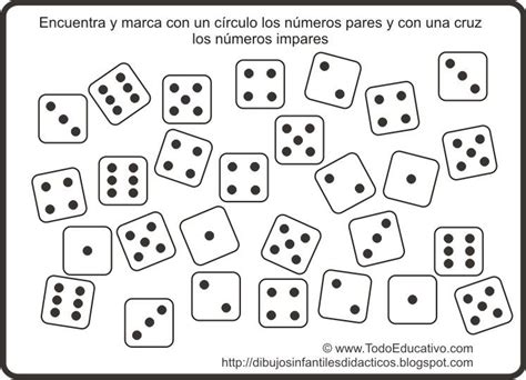 Dibujo Didáctico Para Buscar En Los Dados Números Pares E Impares