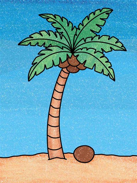 Easy Coconut Tree Drawing Helloartsy