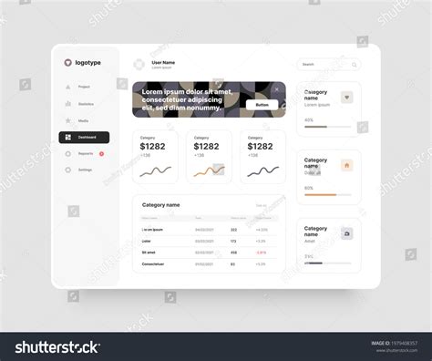 Dashboard Design Desktop App Ui Use Stock Vector Royalty Free