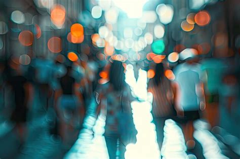 Blurred City Crowd Shallow Depth Of Field Effect Premium Ai Generated