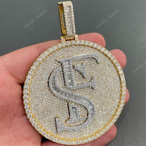 Real Moissanite Diamond Hip Hop Pendant Mens Two Tone Etsy