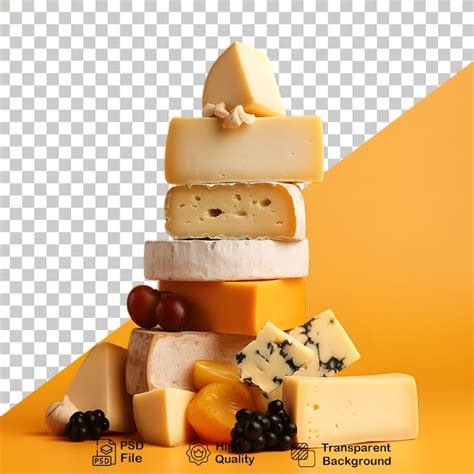 Un montón de queso aislado en un fondo transparente incluye un archivo
