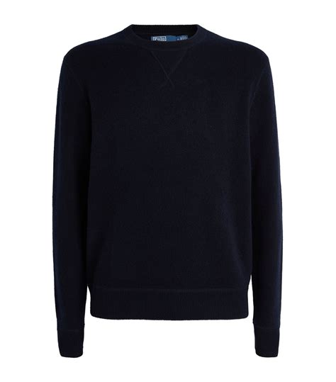 Mens Polo Ralph Lauren Navy Cashmere Crewneck Sweater Harrods Uk