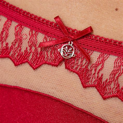 Low Rise Semi Sheer Thong Panty Red Lingerie Lavinia Lingerie