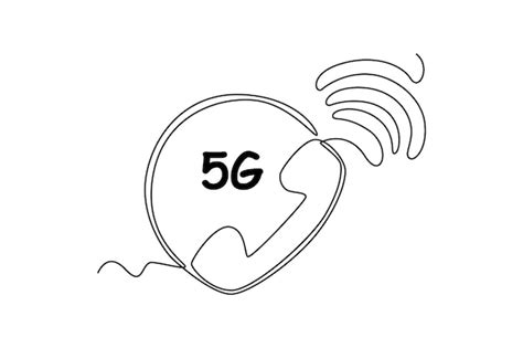 빠른 통신을 위한 단일 선 그리기 5g 5g 기술 개념 연속 선 그리기 디자인 그래픽 벡터 그림 프리미엄 벡터