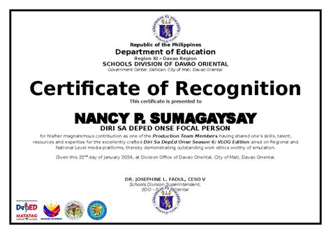 Deped Onse Season 6 V Video Script Department Of Education Region