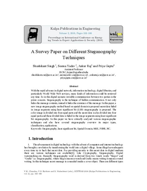 Pdf A Survey Paper On Different Steganography Techniques