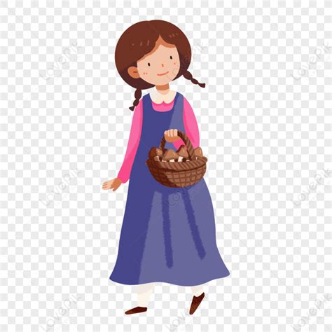 버섯 따기 소녀 Png 일러스트 무료 다운로드 Lovepik