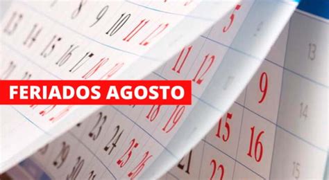 Feriados agosto 2023 Perú calendario de días no laborables para este
