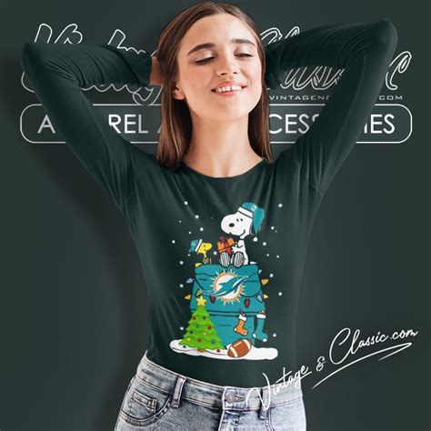 Snoopy Miami Dolphins Christmas Shirt Vintagenclassic Tee