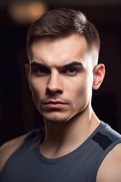 Premium Ai Image Closeup Portrait Of A Young Man Wearing Gym Clothing