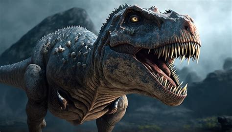 Se muestra un tiranosaurio rex en una escena del mundo jurásico Foto
