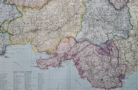 1908 South Wales Antique Map Large Size Original Map 115 Years Old