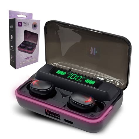 Fone De Ouvido Sem Fio Vohz Chroma E10 Bluetooth 53 Case Com Led E