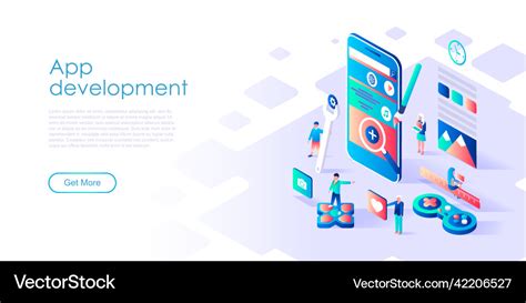 Flat Design Isometric Concept Development Vector Image