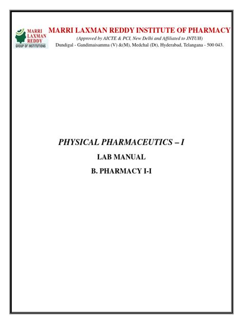 Pharmaceutics I Lab Manual Pdf Wellness