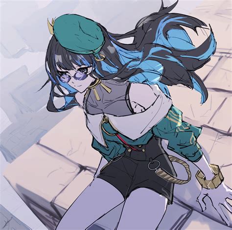 Safebooru Blue Tinted Eyewear Bracer Colored Inner Hair Eyeliner Fate