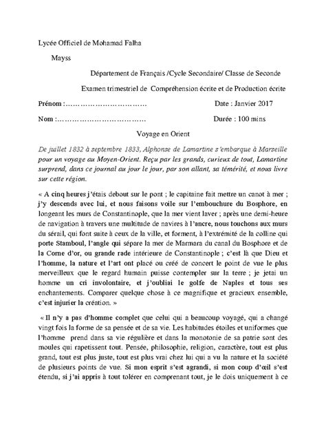 440118822 Examen Texte Descriptif Lamartine Docx Lycée Officiel De