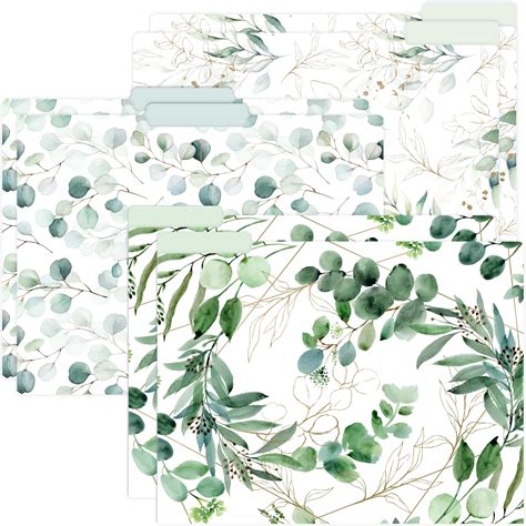 12 Pack Decorative Flower File Folders With 1 3 Cut Tab