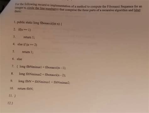 Solved For The Following Recursive Implementation Of A